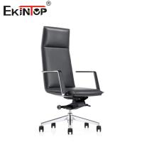 China Black Leather Chair with Armrests Swivel and Height Adjustment for sale