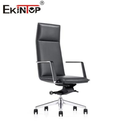 China Black Leather Chair with Armrests Swivel and Height Adjustment for sale