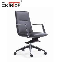 China Black Leather Chair with Armrests Swivel and Height Adjustment for sale