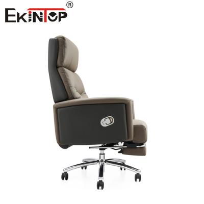 China Adjustable Height Recliner with Footrest and Wheels High Back PU Leather Office Chair for sale