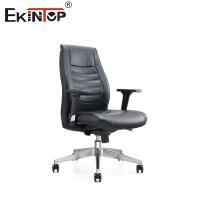 China 3D Armrests Black Leather Office Chair With Metal Legs Adjustable Height for sale