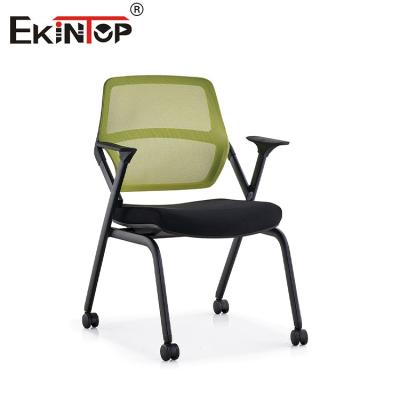 China Foldable 3D Armrests Training Chair Green Mesh Back With Wheels for sale