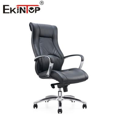 China High Swivel Black PU Leatherette Office Chair With Fixed Armrest for sale