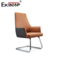 China Orange High Back Leather Chair With Armrests And Smooth Casters for sale
