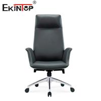 China Business Style Black Leather Chair With Metal Legs Adjustable Height for sale