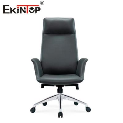 China Business Style Black Leather Chair With Metal Legs Adjustable Height for sale