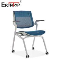 China Blue And Gray Training Room Chair With Wheels Foldable for sale