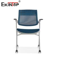 China Blue And Gray Training Room Chair With Wheels Foldable for sale