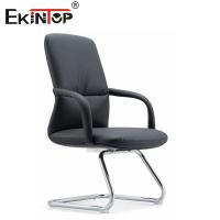 China Business Ergonomic Black PU Leather Office Chair With Wheels Reception Seat for sale