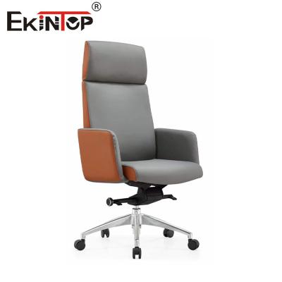 China Commercial Furniture High Back Leather Office Chair Adjustable Lumbar Support for sale