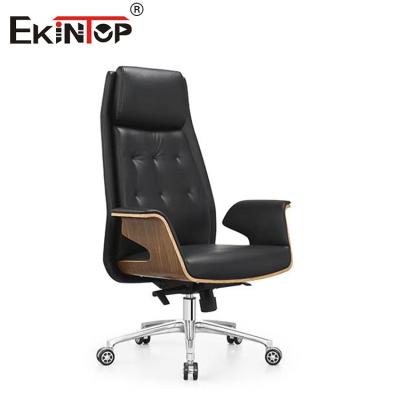 China Black Office Leather Chair With PP Armrest And Wheels for sale