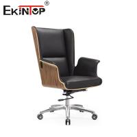 China Black Office Leather Chair With PP Armrest And Wheels for sale