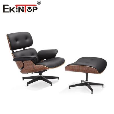 China Adjustable Height Leisure Leather Chair Wooden Base With Footstool for sale