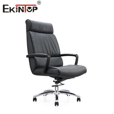 China Black Business Style Leather Chair With PU Padded Armrests And Metal Legs for sale