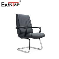 China Black Business Style Leather Chair With PU Padded Armrests And Metal Legs for sale