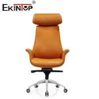 China Comfortable Synthetic Leather Office Chair Adjustable Swivel Orange Wheels for sale