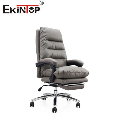 China Gray Multifunctional Leather Chair With Footrest Swivel And Adjustable Height for sale