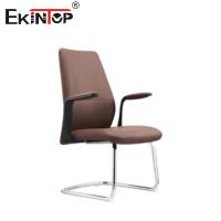 China Brown Leather Chair With Armrests Swivel Adjustable Lumbar Support for sale