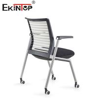 China Powder Coating Frame Training Chair Mesh Backrest With Writing Tablet Armrest And Swivel Casters for sale