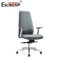 China Eco Friendly Blue Gray Leather Office Chair With Adjustable Armrests And Height for sale