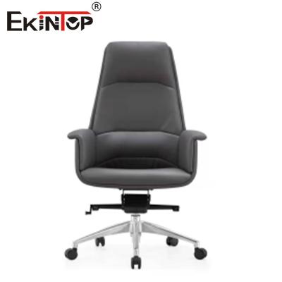China Black High Back Leather Office Chair With Armrests Adjustable Height for sale