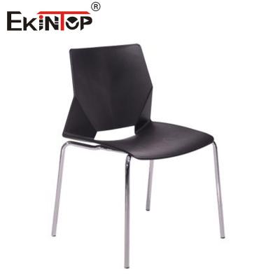 China Stackable Black Training Room Chair With Metal Legs And Plastic Seat Cushion for sale