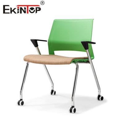 China Grey Painted Base Training Chair With Green Backrest Wheels And Armrests for sale