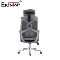 China Gray High Back Ergonomic Mesh Office Chair With Headrest For Work for sale