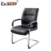 China OEM Black Leather Office Chair With Armrests And Metal Frame Business Style for sale