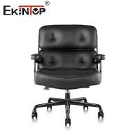 China Mid Back Black Leather Office Chair With Casters Unique for sale