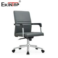 China Mid Back Executive Leather Office Chair With Metal Base And Armrests for sale
