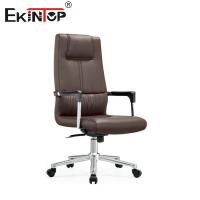 China Black High Back Leather Office Chair With Wheels And Swivel Feature for sale