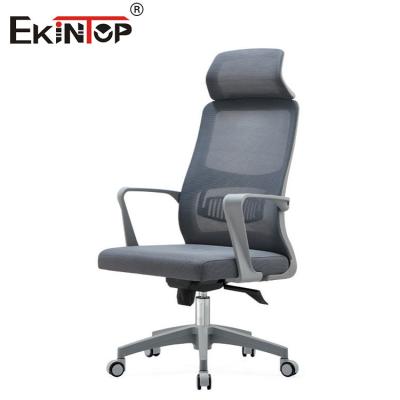 China Gray Mesh Material Office Chair With Headrest Rotatable And Customizable for sale