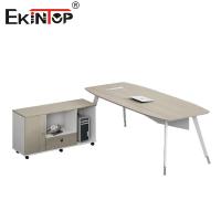 China Modern Stylish Office Desk With Metal Legs And Attached Cabinet for sale