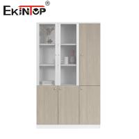 China Walnut - Colored High - Quality File Cabinet With Glass Cabinet Doors Storage for sale