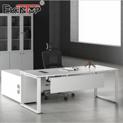 China Manufacturer Executive Office Desks White Modern Style Wooden Materials for sale