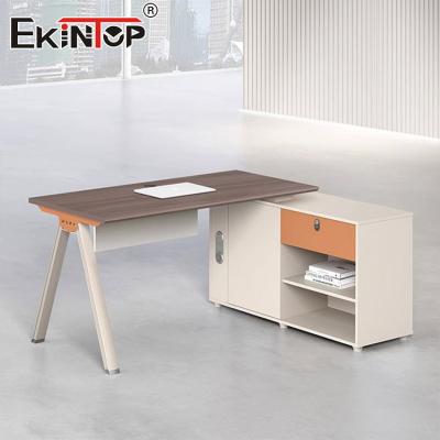 China High-Quality Walnut Color L-Shaped Office Desk In Modern Style for sale