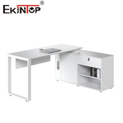 China L-shaped White Executive Office Desk With Eco-friendly Materials for sale