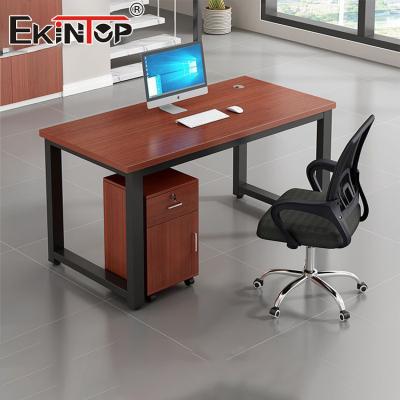 China Classic Style Wooden Office Desk With Side Cabinet Office Reception Furniture for sale