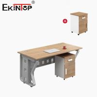 China High-Quality Classic Style Office Desk Metal Frame Solid Oak Top for sale