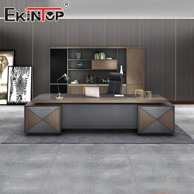 China Modern Wooden Office Desk Workstation Table Large Desk With Drawers for sale