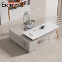 China High-Quality Modern Design White Desk with Storage Cabinet Acacia Wood Desk for sale
