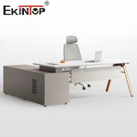 China L-shaped Computer Desk Manager Office Desk Modern Style Acacia Wood Desk for sale