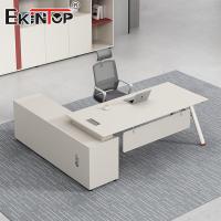 China Modern Office Furniture L-Shaped Desk Customizable Acacia Wood Desk for sale