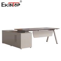China Industrial Style Metal Frame Office Desk Manager Desk Table Acacia Wood Desk for sale