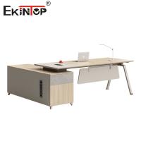 China Natural Wood Style Executive Desk with Storage Cabinets Large Writing Desk for sale