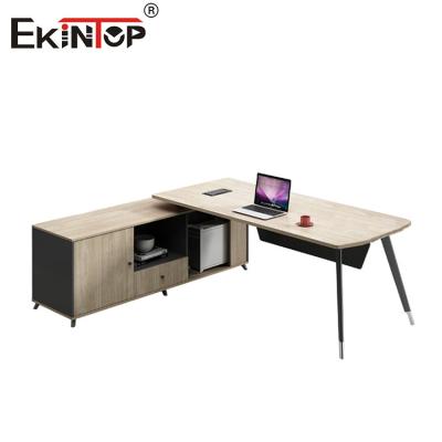 China New Design L-Shaped Office Desk Metal Legs Executive Desk with Drawers for sale
