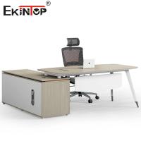 China Oak Office Desk Modern Style with Side Cabinet Custom Made Desk for sale