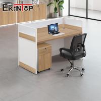 China Walnut Employee Office Desk With Partition Small Desk Table for sale