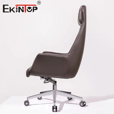 China Brown Swivel Leather Chair Classic Style Custom Commercial Office Chairs for sale